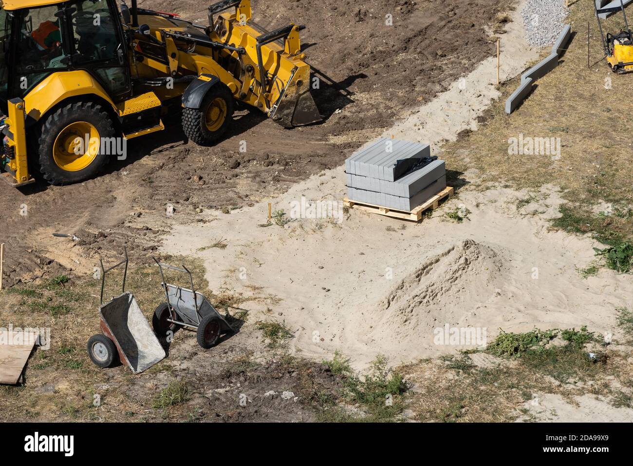 Excavator during earthmoving at construction site. ?onstruction ...