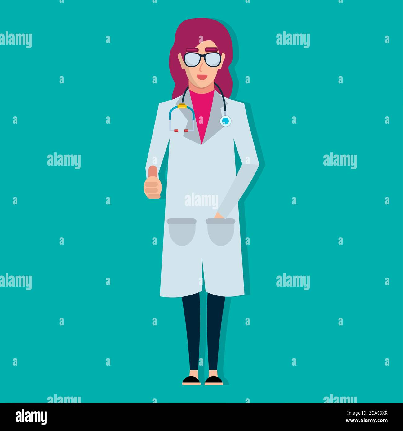 female doctor smile with thumb up pose vector illustration Stock Vector ...