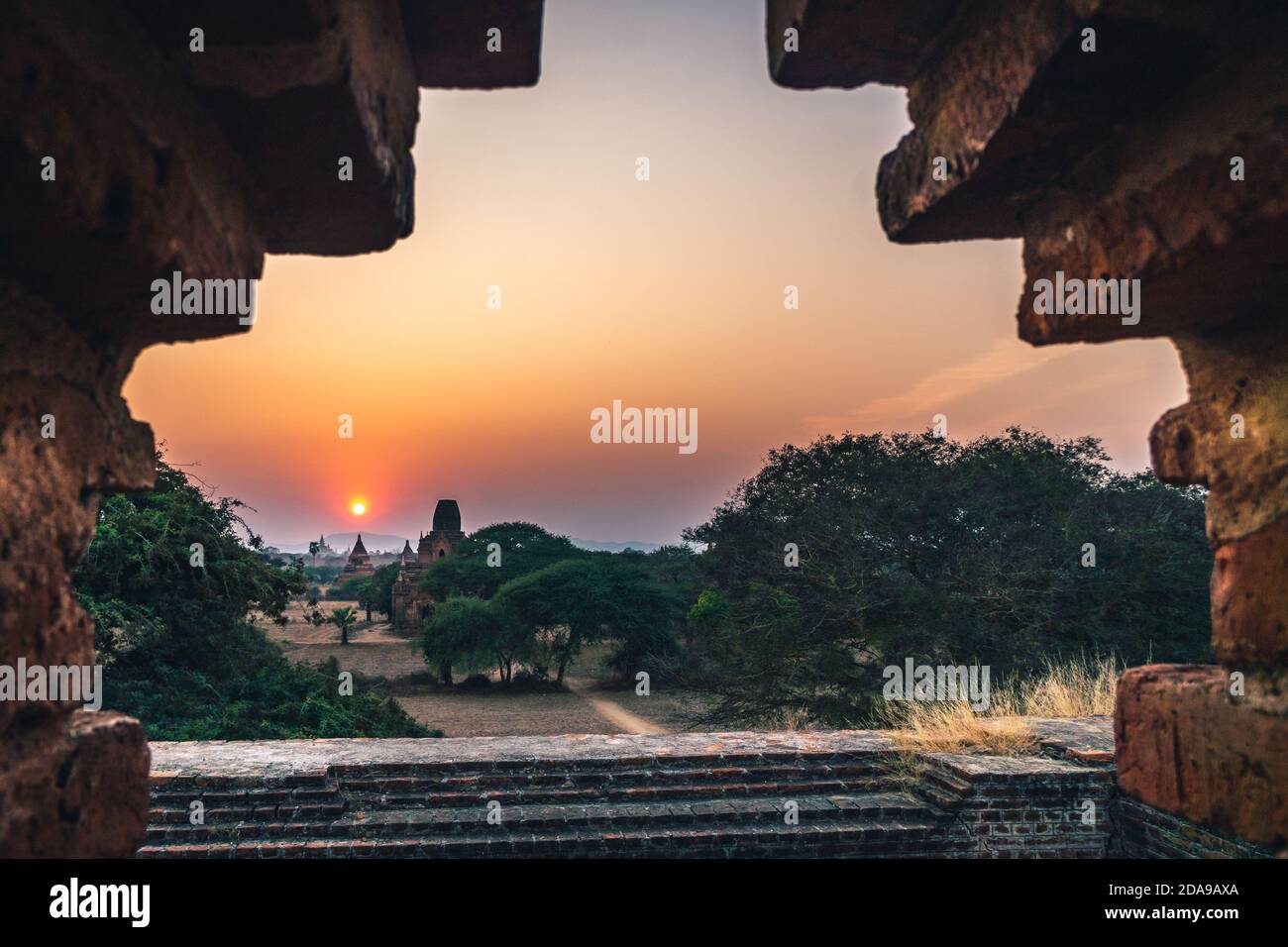 myanmar burma bagan buddhist holy pagoda at sunset Stock Photo - Alamy