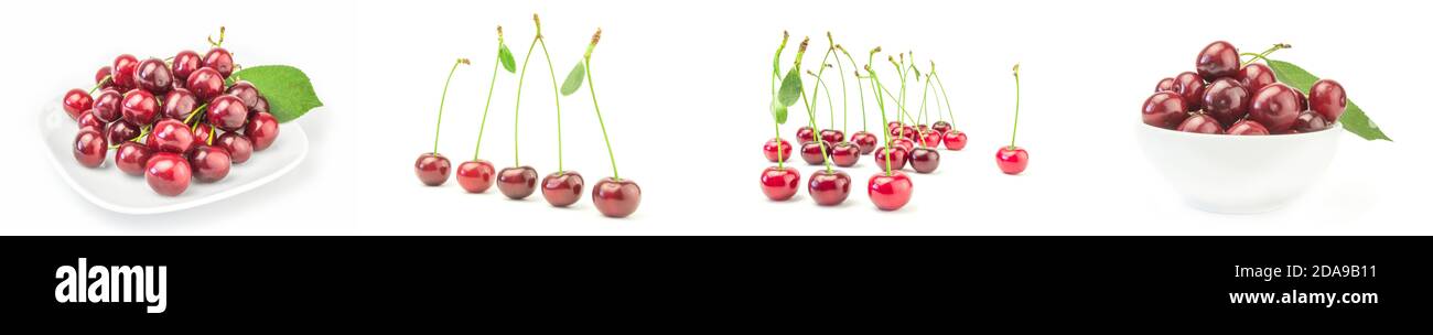 Collage of Cherry isolated on a white background cutout Stock Photo - Alamy