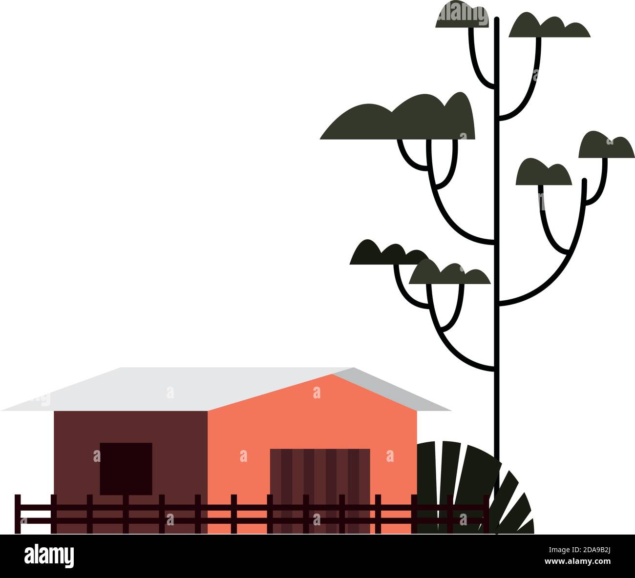 farm stable building facade with tree plant vector illustration design ...