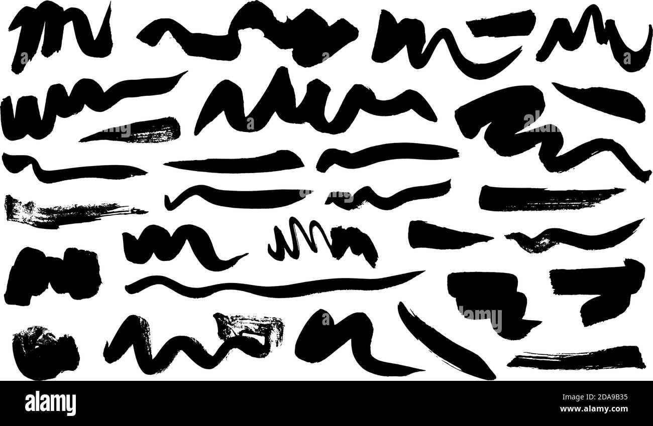 Black paint wavy brush strokes vector collection Stock Vector Image ...