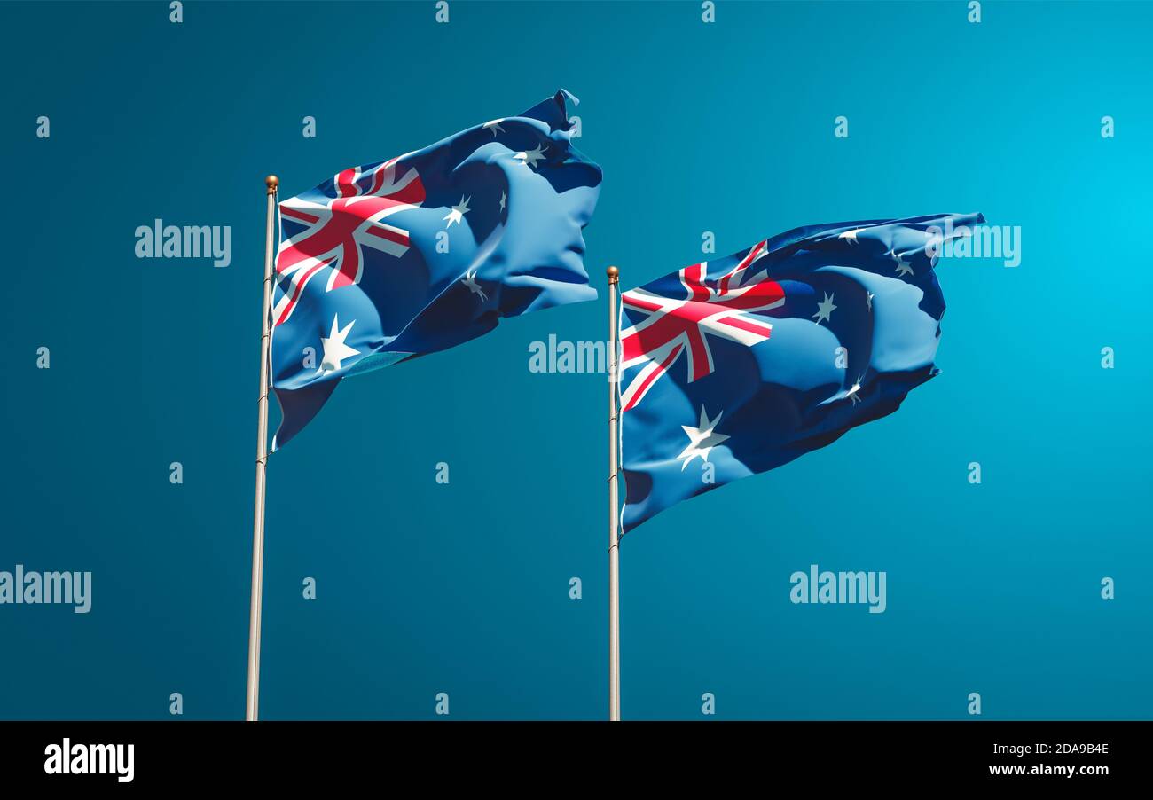 Beautiful national state flags of Australia and Australia together at ...