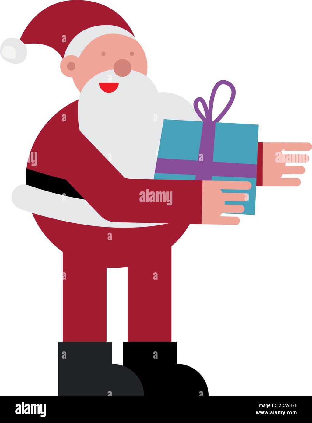 christmas santa claus lifting gift present vector illustration design ...