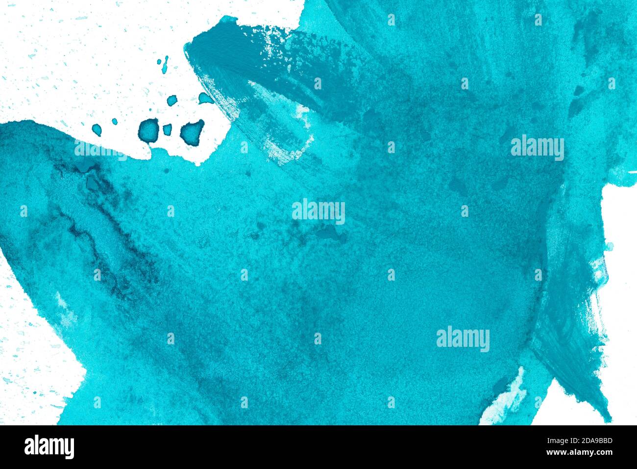 Blue splash watercolor texture background. Hand drawn turquoise ...