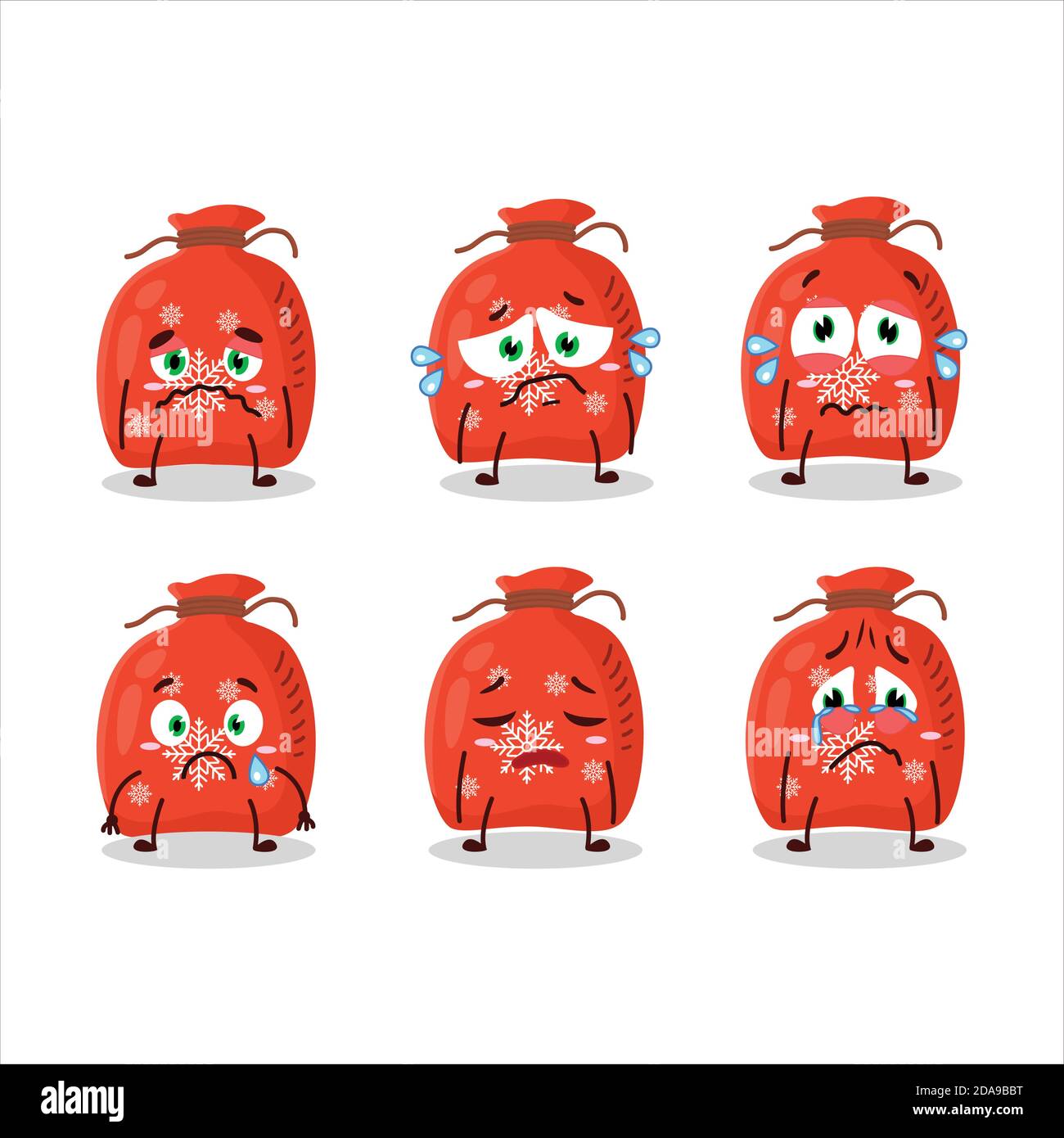 Red santa bag cartoon character with sad expression Stock Vector Image ...