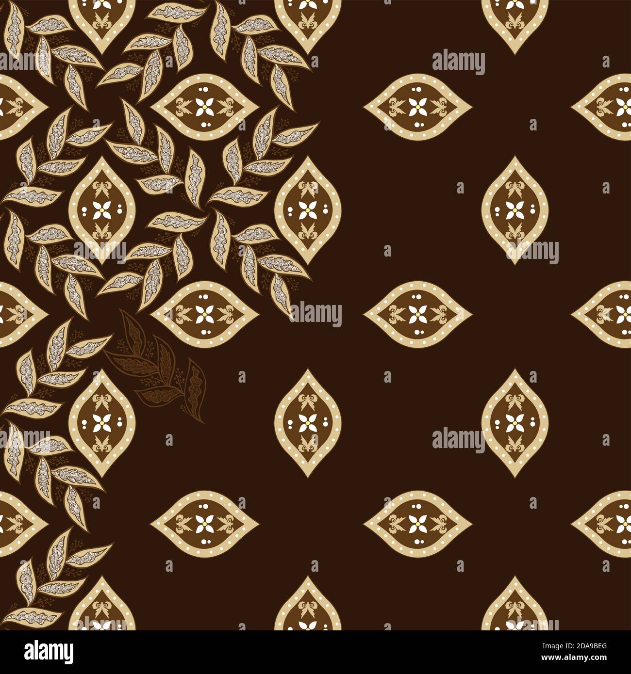 Simple leaf motifs design on Jepara batik with modern dark brown color ...