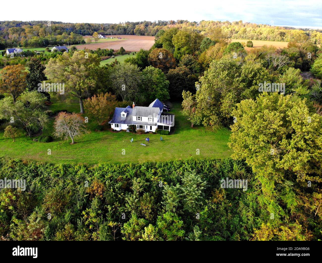The aerial view of the neighborhood near Currioman Bay, Montross ...