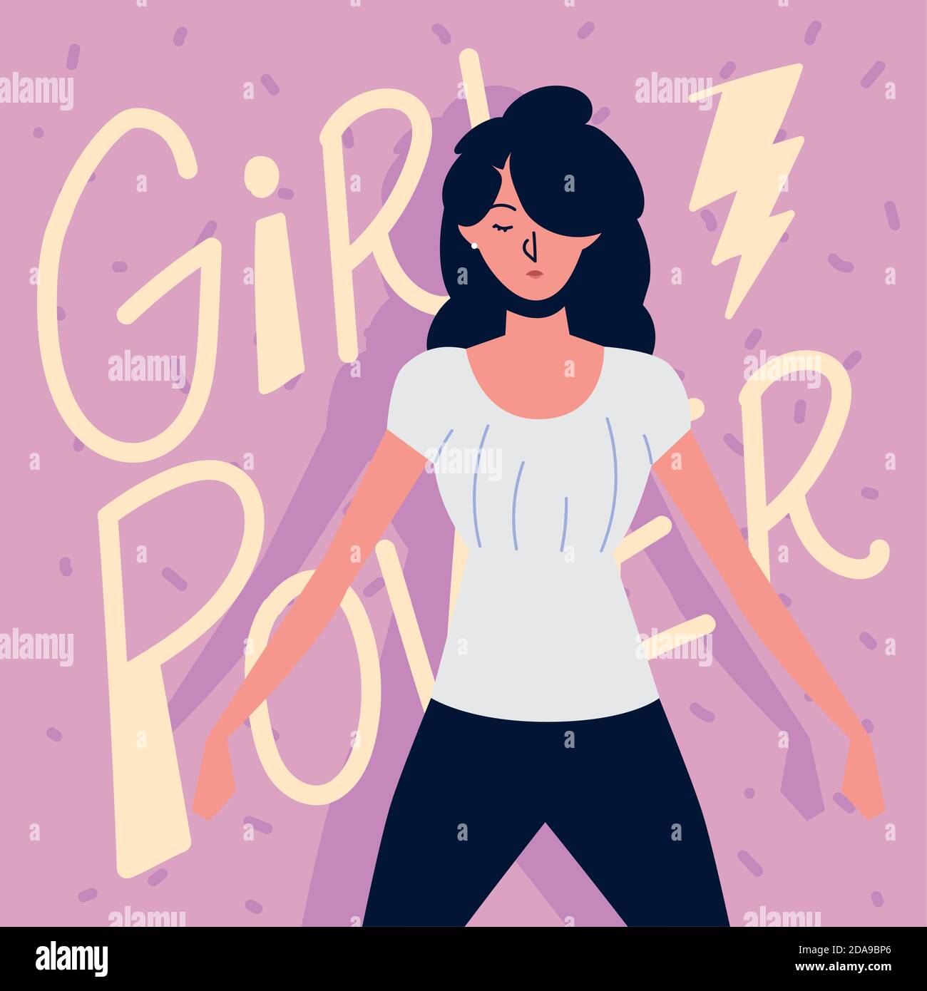 girl power, woman strong posing text background vector illustration ...