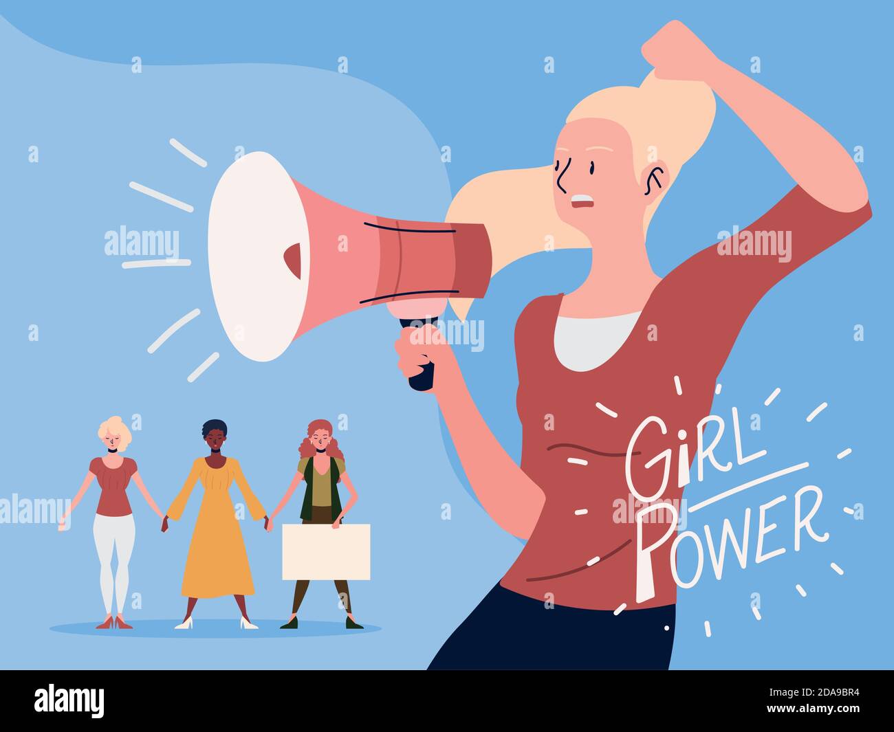 girl power, female movement power announcement vector illustration ...