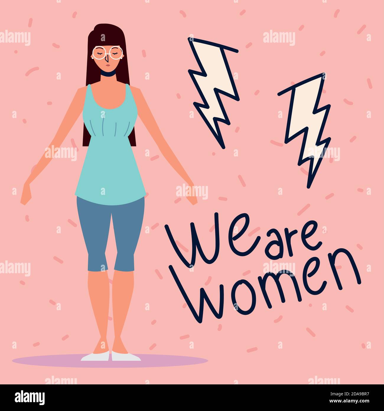 girl power, young woman with message inspiration vector illustration ...