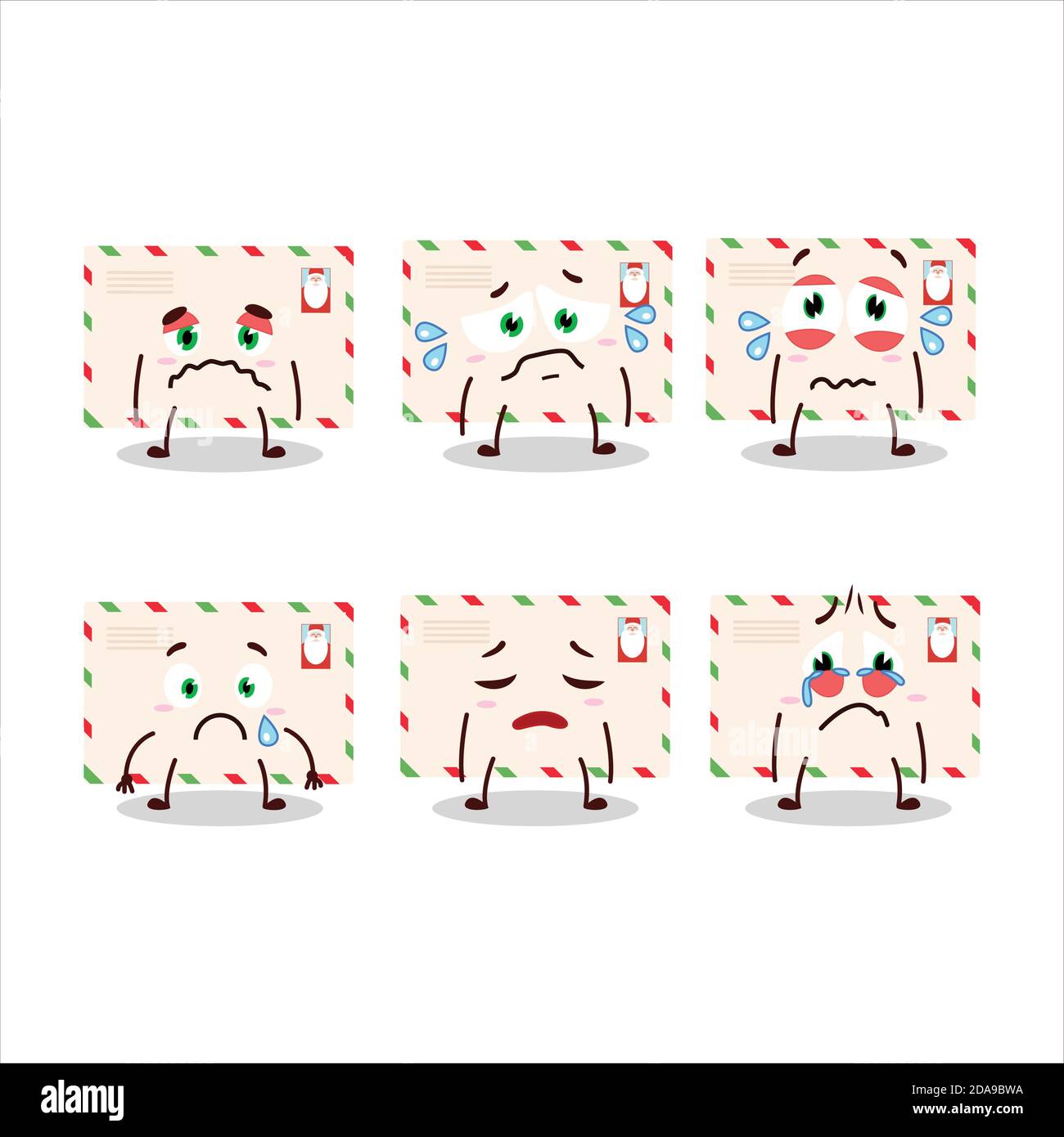 Santa envelopes cartoon character with sad expression Stock Vector ...
