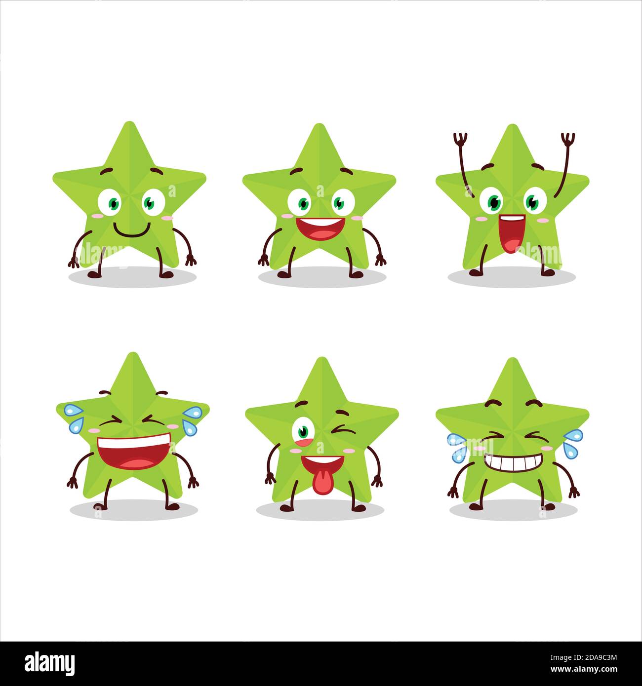 Cartoon character of new green stars with smile expression Stock Vector ...