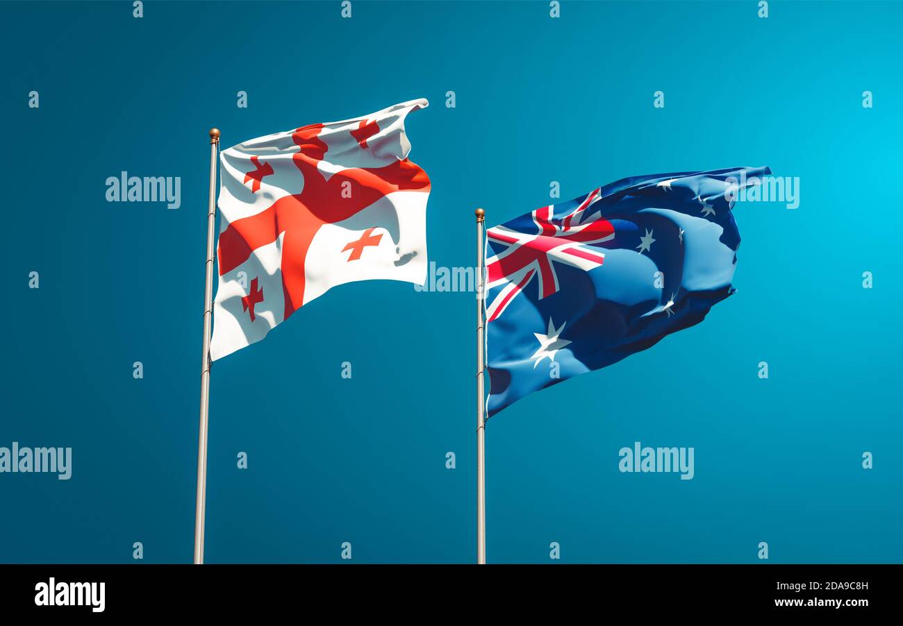 Beautiful national state flags of Georgia and Australia together at the ...