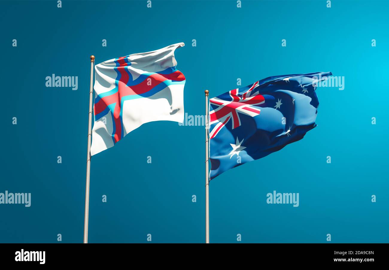 Beautiful national state flags of Faroe Islands and Australia together ...