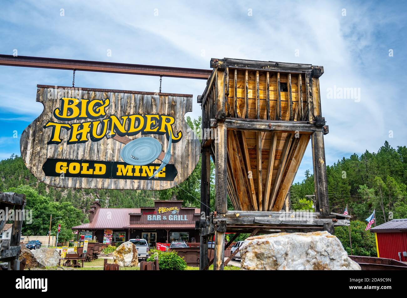 Entrance sign to a tourist attraction - historic gold mine Stock Photo ...