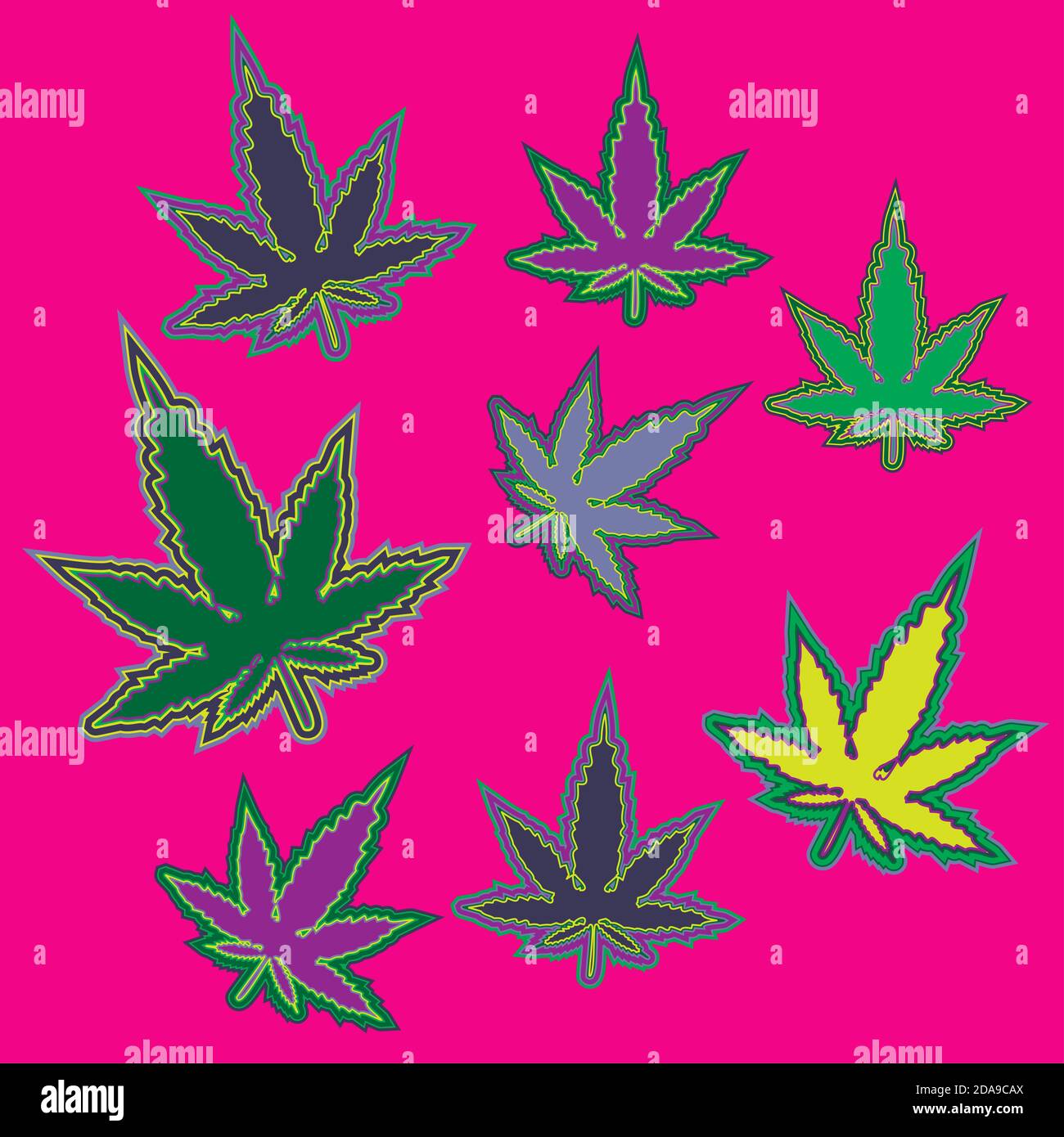 An abstract neon pot leaf pattern background image Stock Photo - Alamy