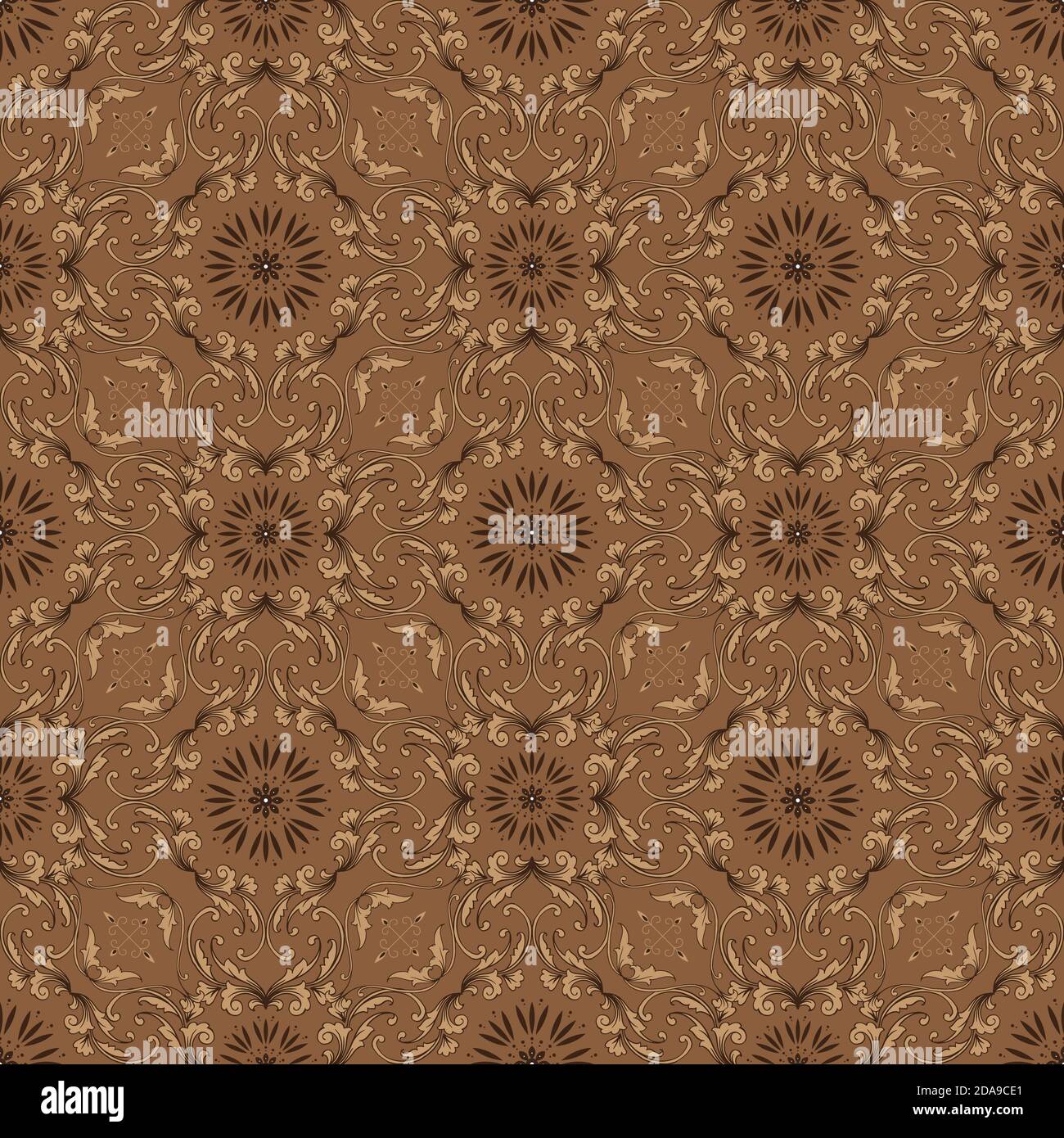 Cute flower motifs design on Jepara batik with seamless brown color ...
