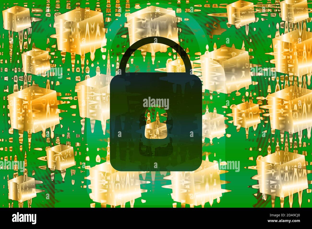 An abstract 3d cube and lock shape background image Stock Photo - Alamy