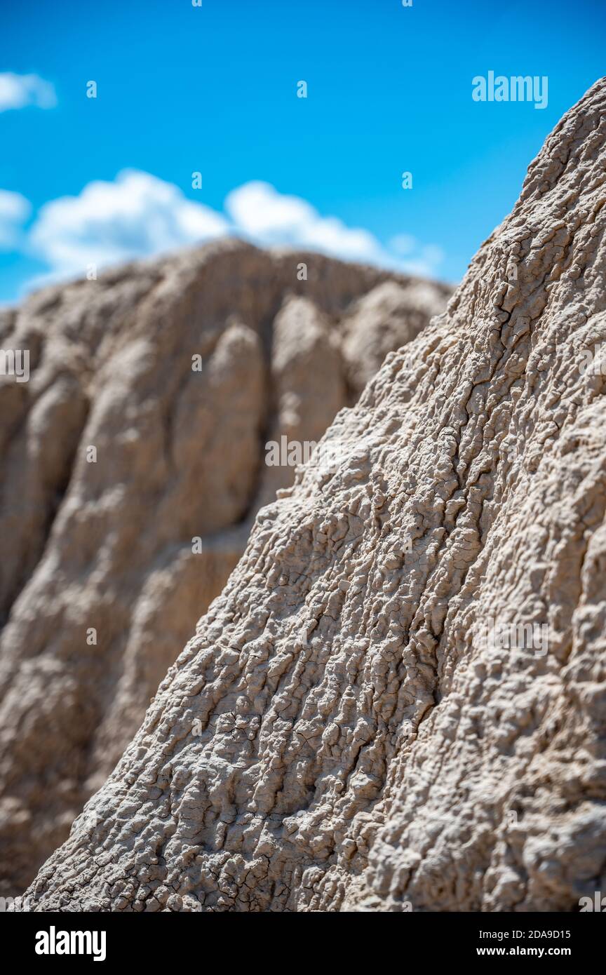 Selective focus on texture of badland formation Stock Photo - Alamy