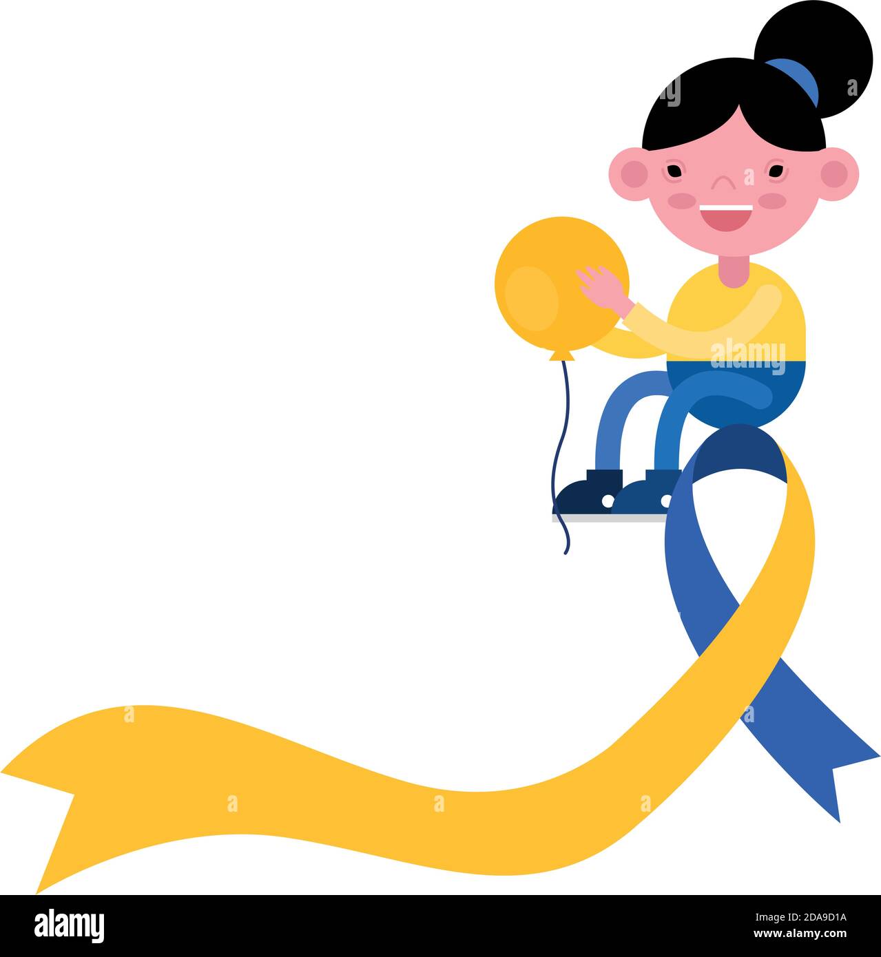 girl in syndrome down ribbon campaign icon vector illustration design ...