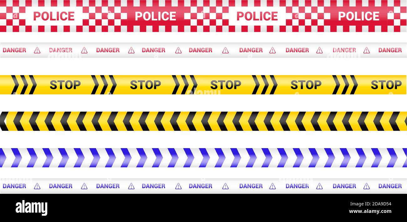 Police tape, crime danger line. Caution police lines isolated. Warning ...