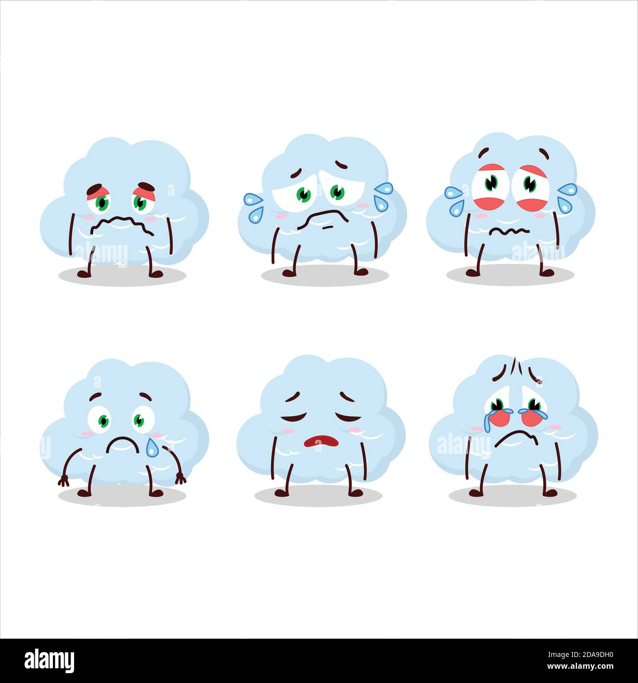 Blue cloud cartoon character with sad expression Stock Vector Image ...