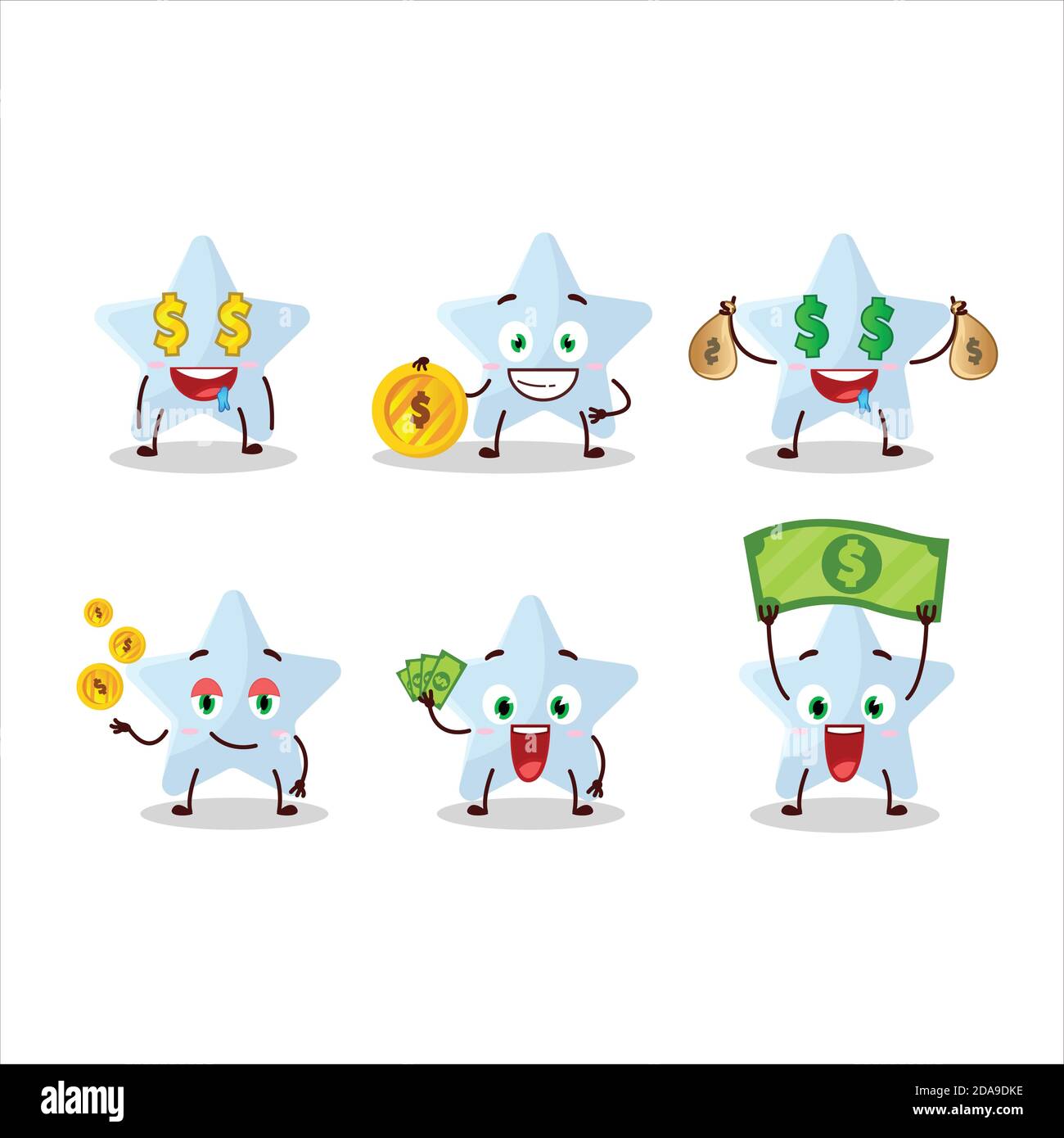 Blue star cartoon character with cute emoticon bring money Stock Vector ...
