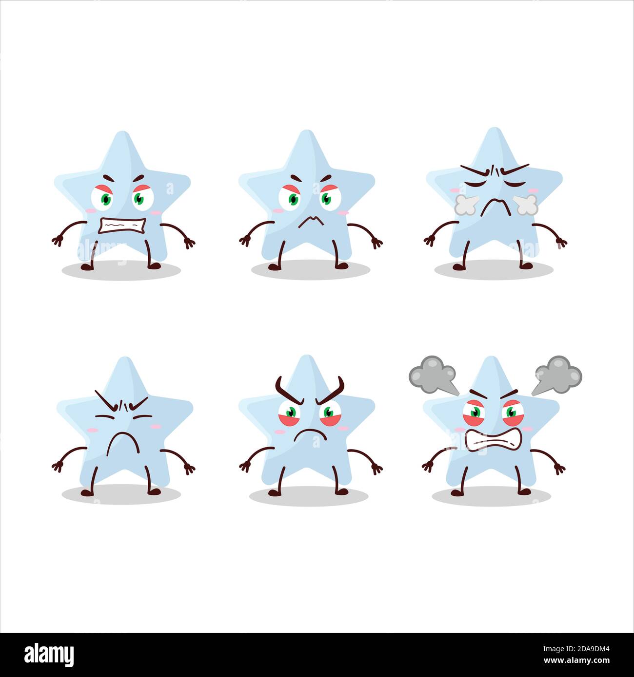 Blue star cartoon character with various angry expressions Stock Vector ...