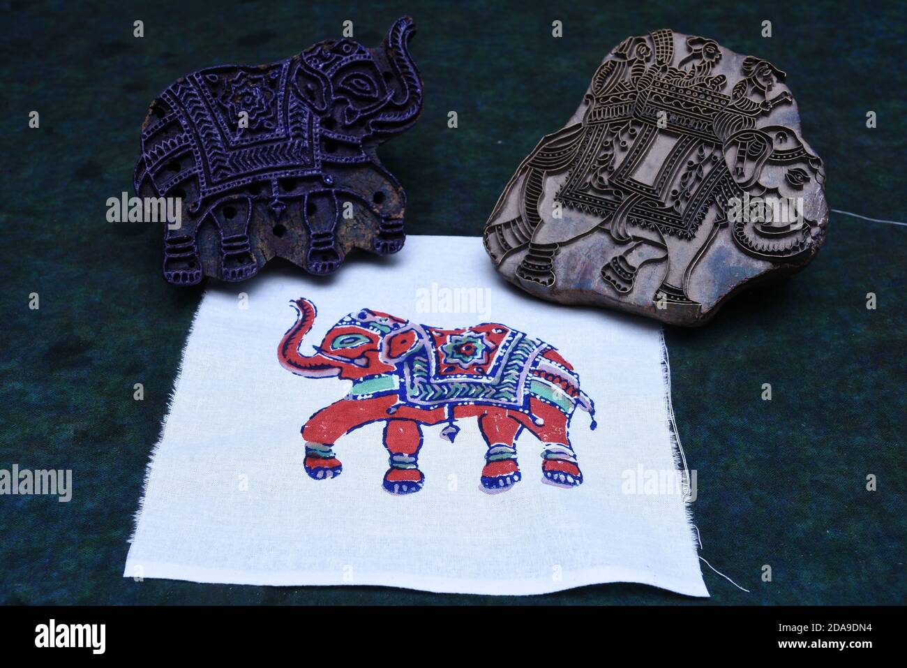 Indian man doing wood Block Printing for Textile in India by hand ...