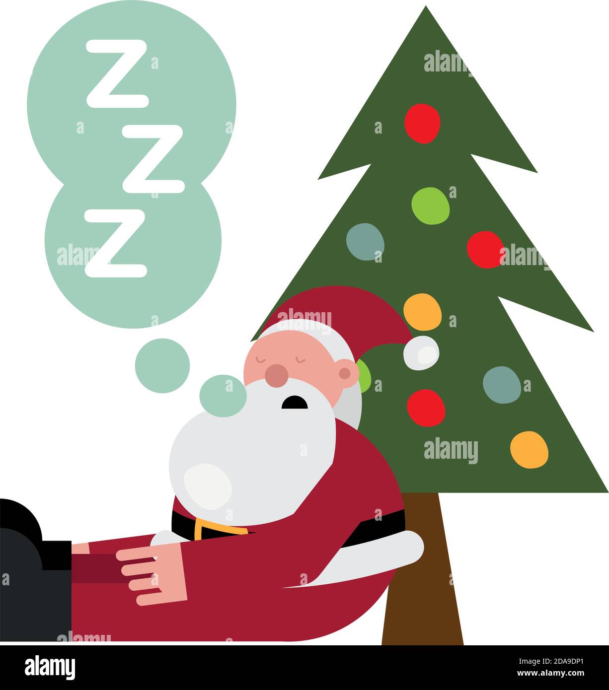 christmas santa claus sleeping in tree vector illustration design Stock ...