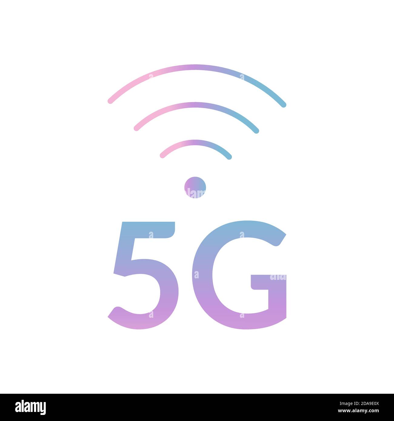5G vector icon isolated on white. Wireless 5th generation internet network vertical gradient ...
