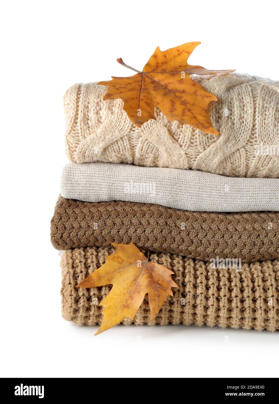 Stylish autumn clothes on white background Stock Photo - Alamy