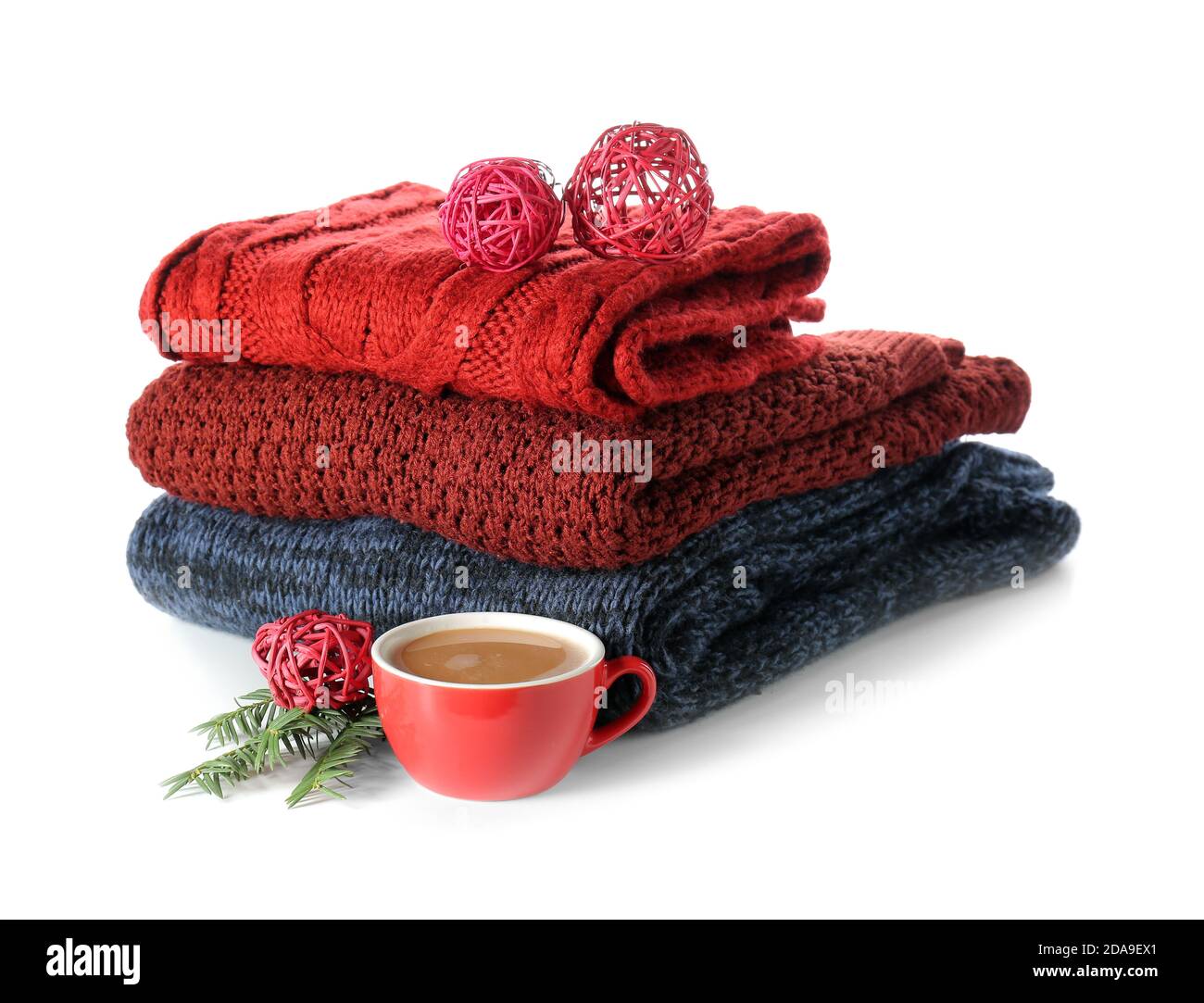 Stylish winter clothes on white background Stock Photo - Alamy