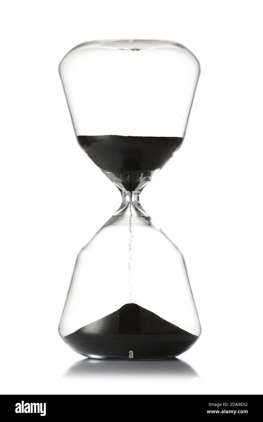 Hourglass on white background. Time management concept Stock Photo - Alamy