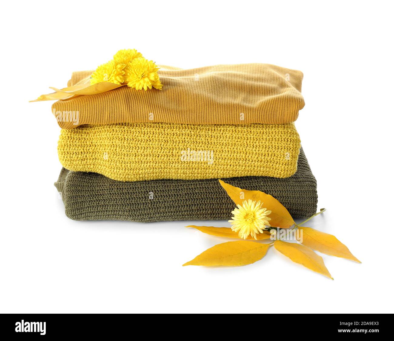 Stylish autumn clothes on white background Stock Photo - Alamy