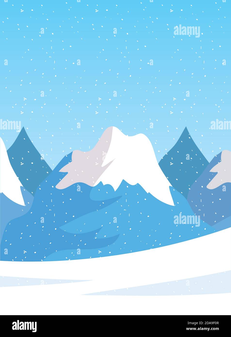 snow scape seasonal scene with mountains and storm vector illustration ...