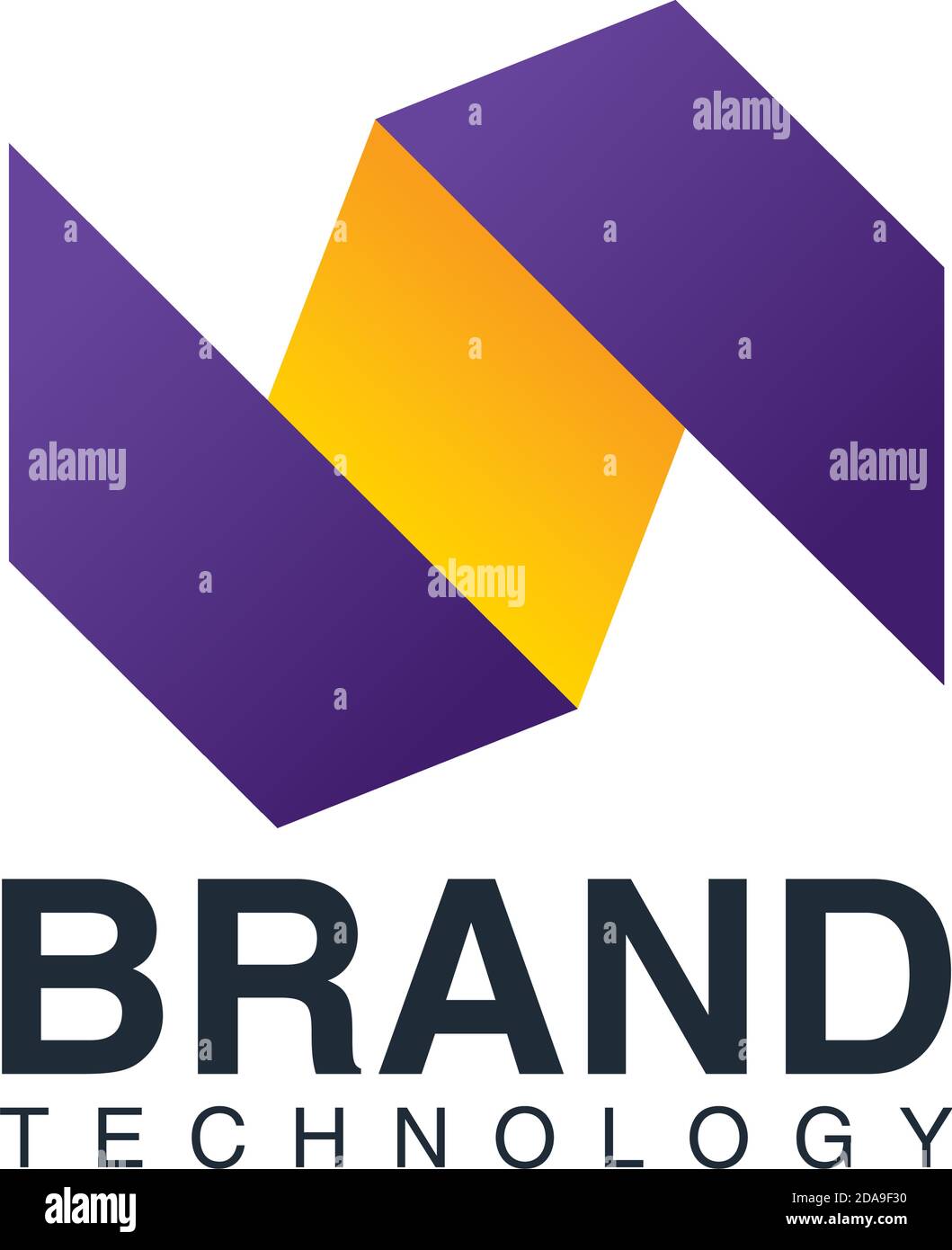 brand technology purple and yellow emblem vector illustration design ...