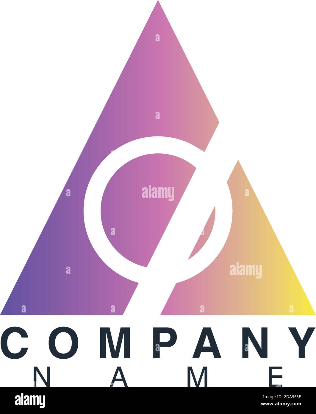 company name emblem with purple triangle vector illustration design ...