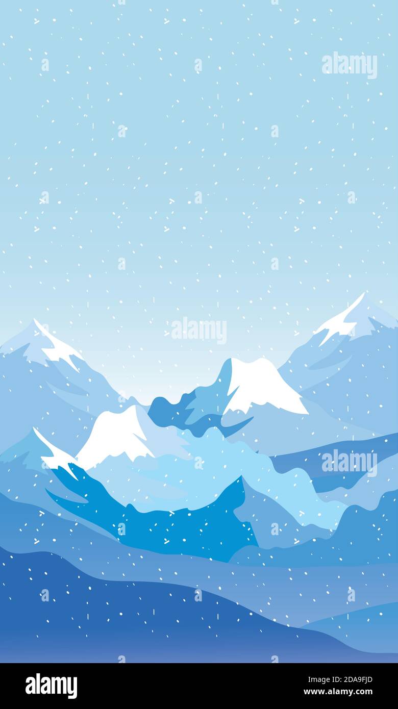 snow scape seasonal scene with mountains vector illustration design ...