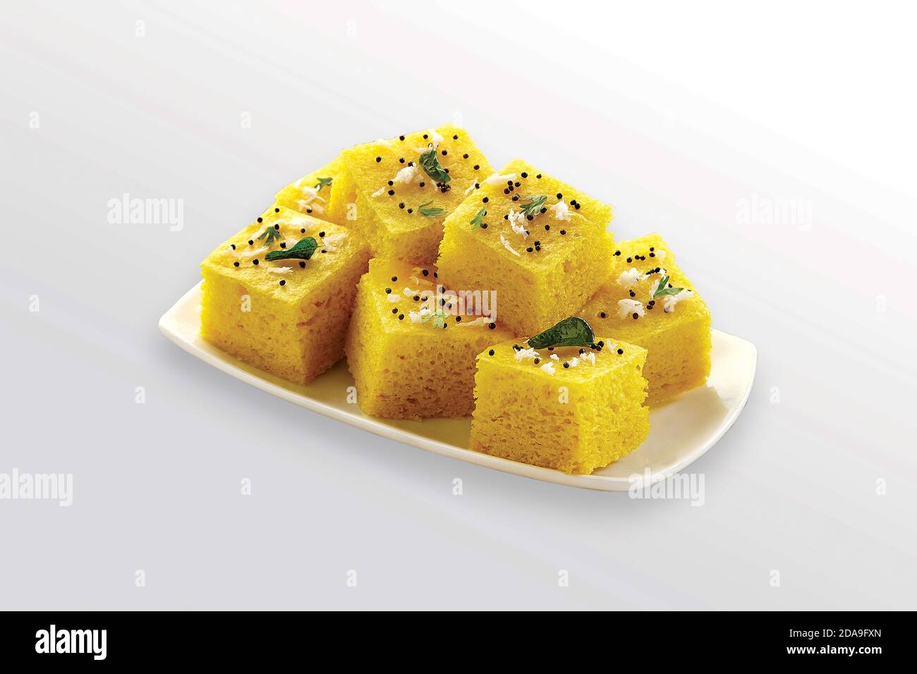 Gujarati nylon Khaman Dhokla is steamed gramflour Indian snacks Stock ...