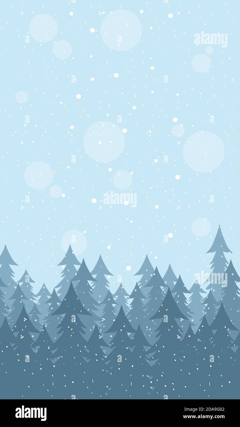 snow scape seasonal scene with pines forest vector illustration design ...