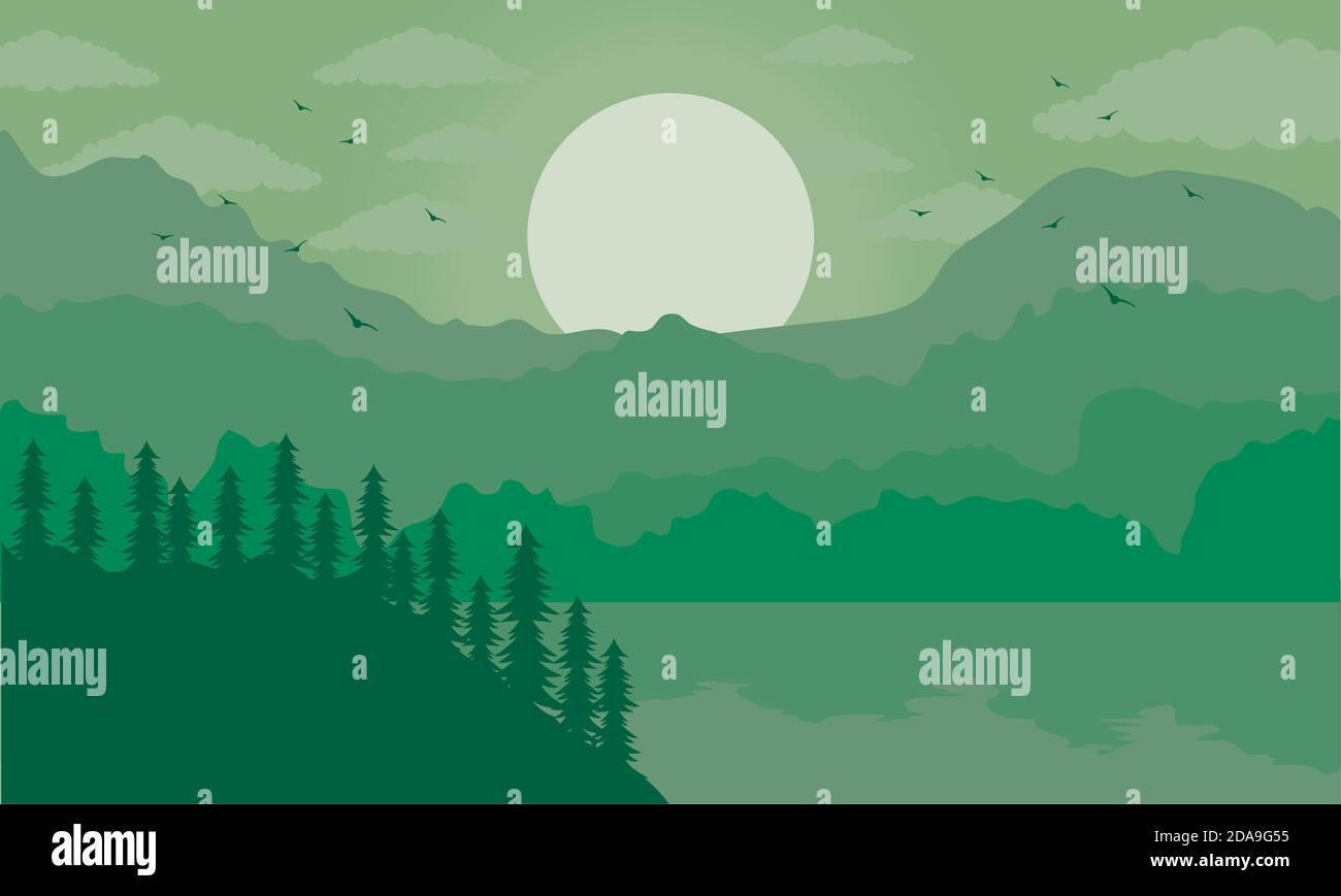 Beautiful park lake lush Stock Vector Images - Alamy