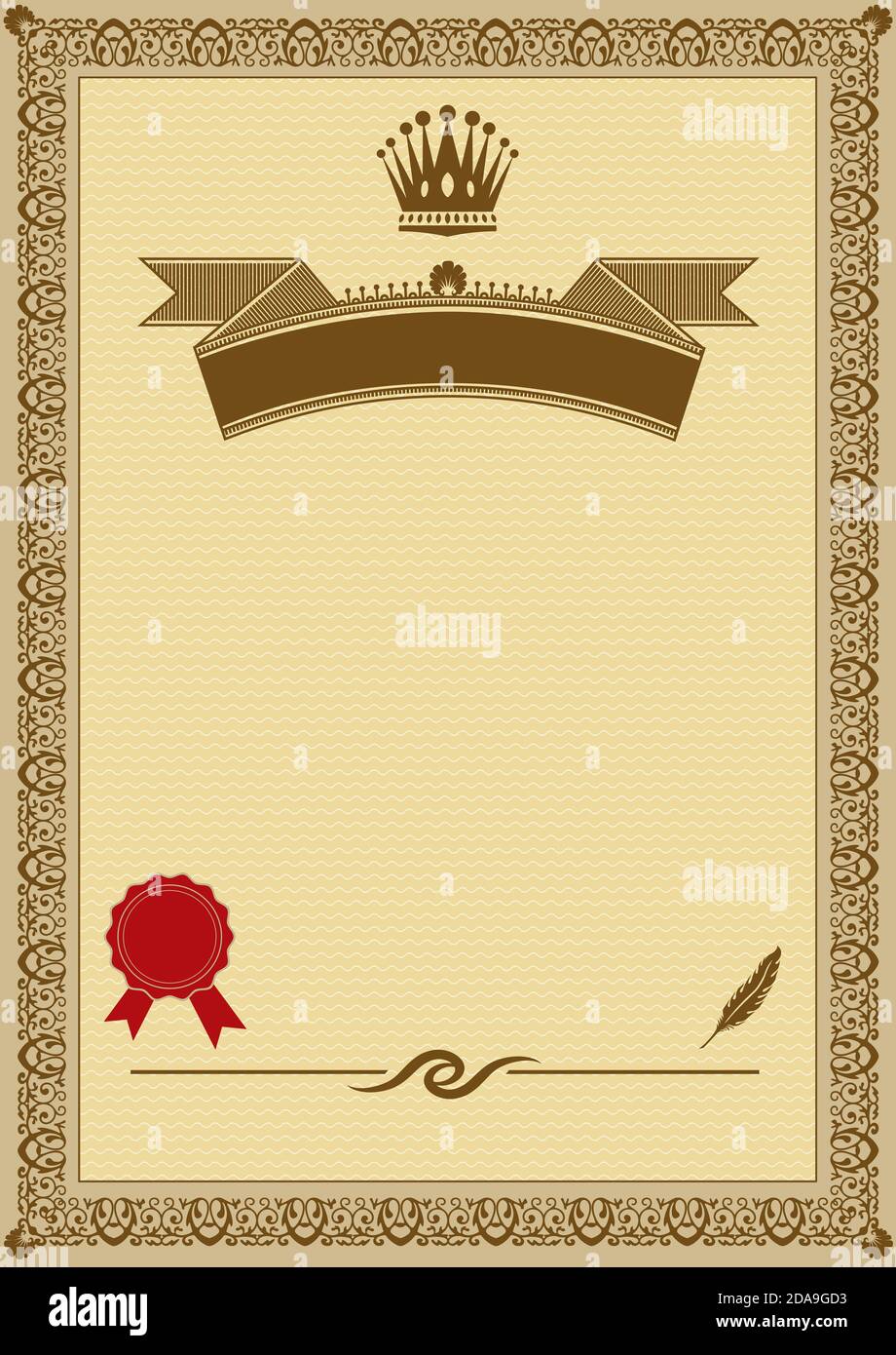 Certificate or diploma with vintage border and copy space for text ...