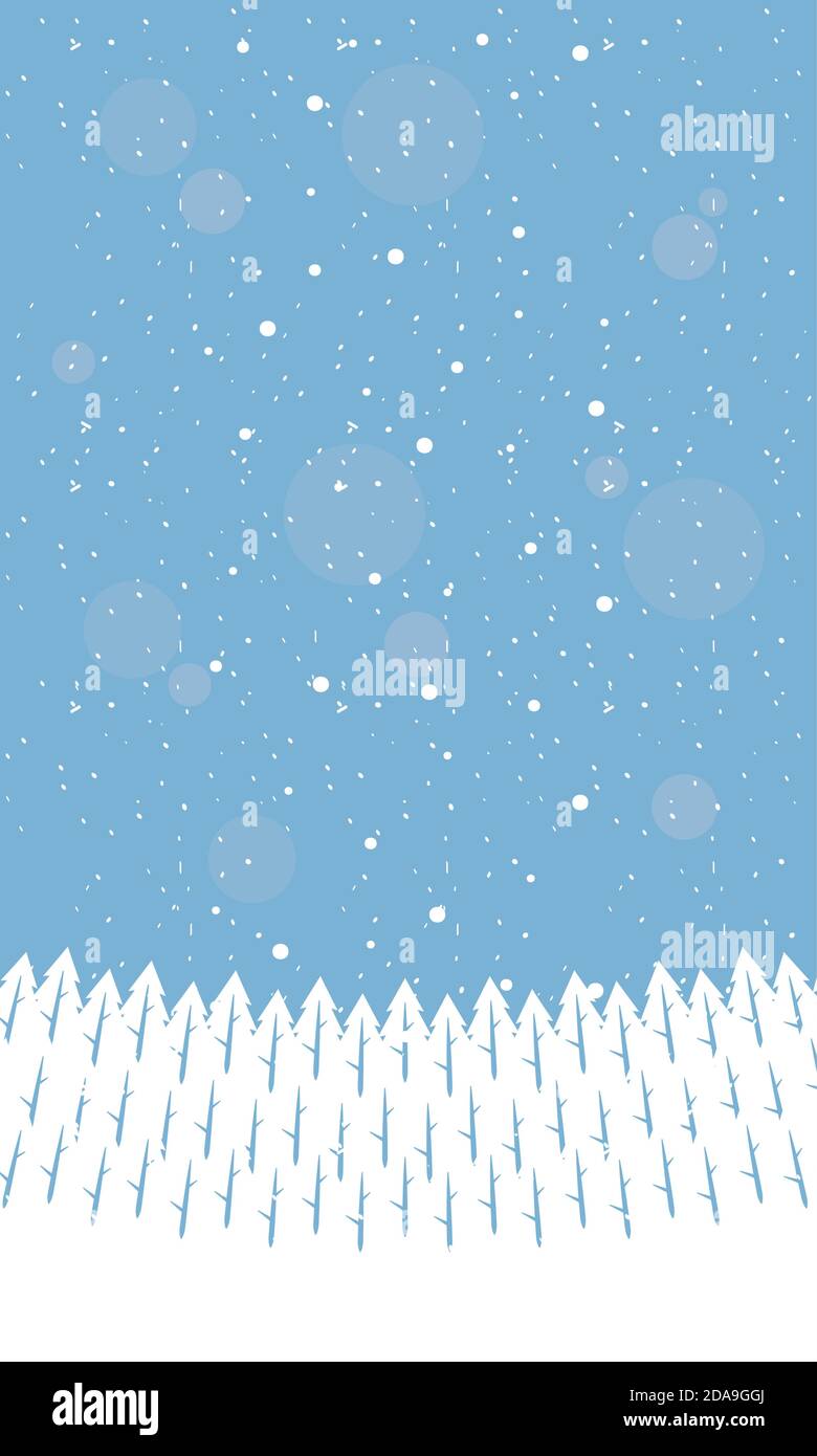 snow scape seasonal scene with pines forest frozen in storm vector ...