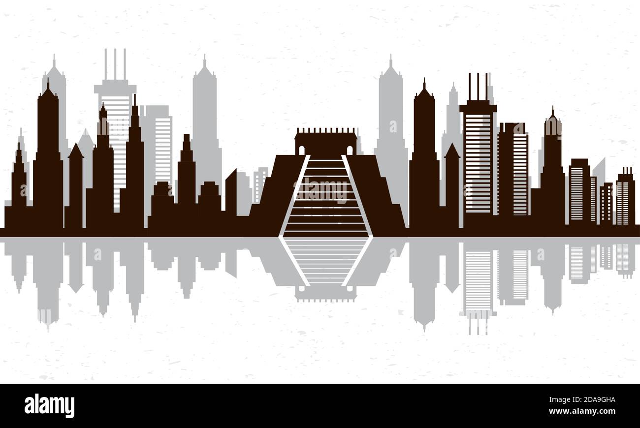 Mexico city street scene silhouette Stock Vector Images - Alamy