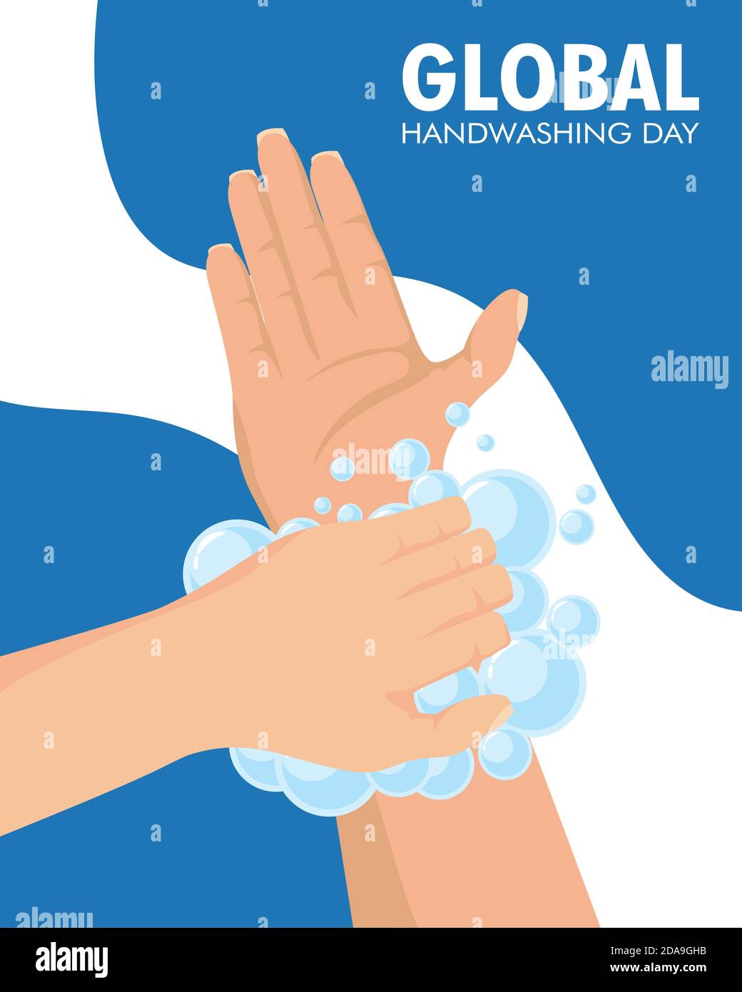 Global Handwashing Day Campaign With Lettering And Foam Vector