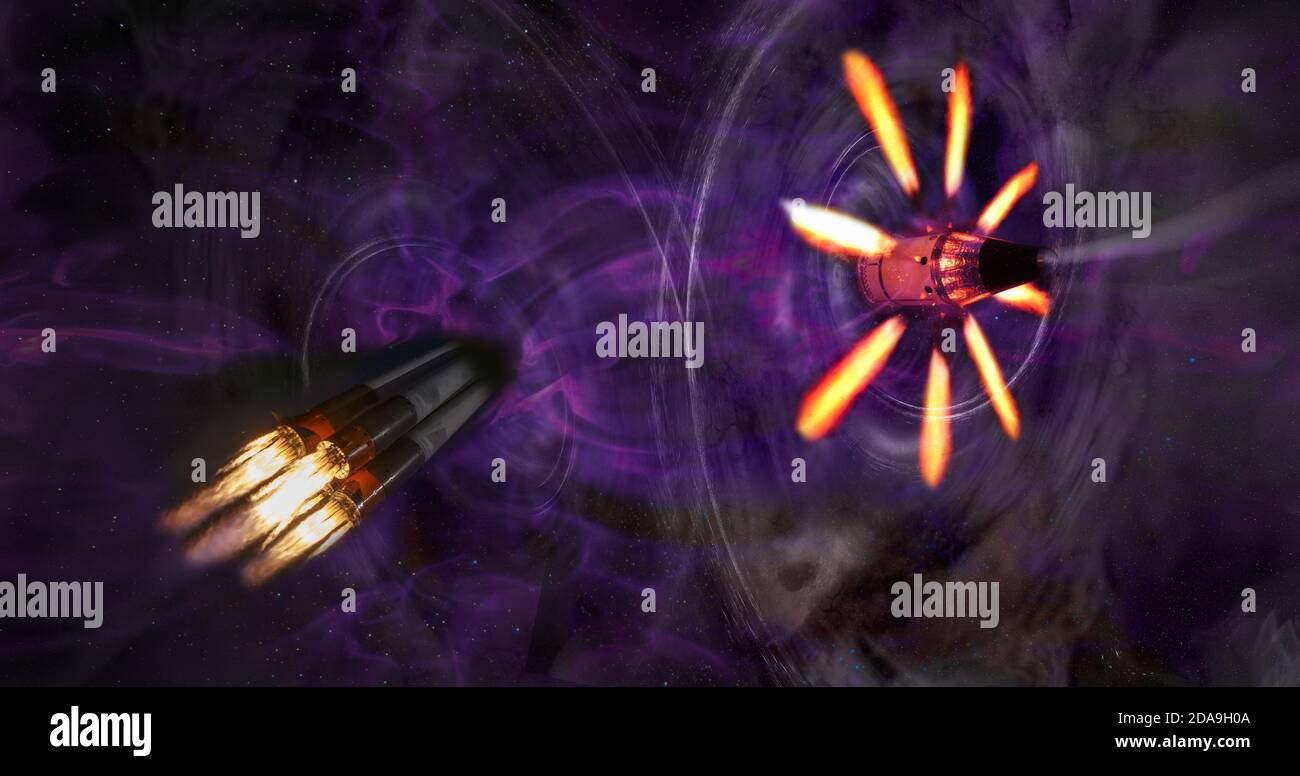 Spaceships ply the vastness of the universe, travel in space. Elements ...