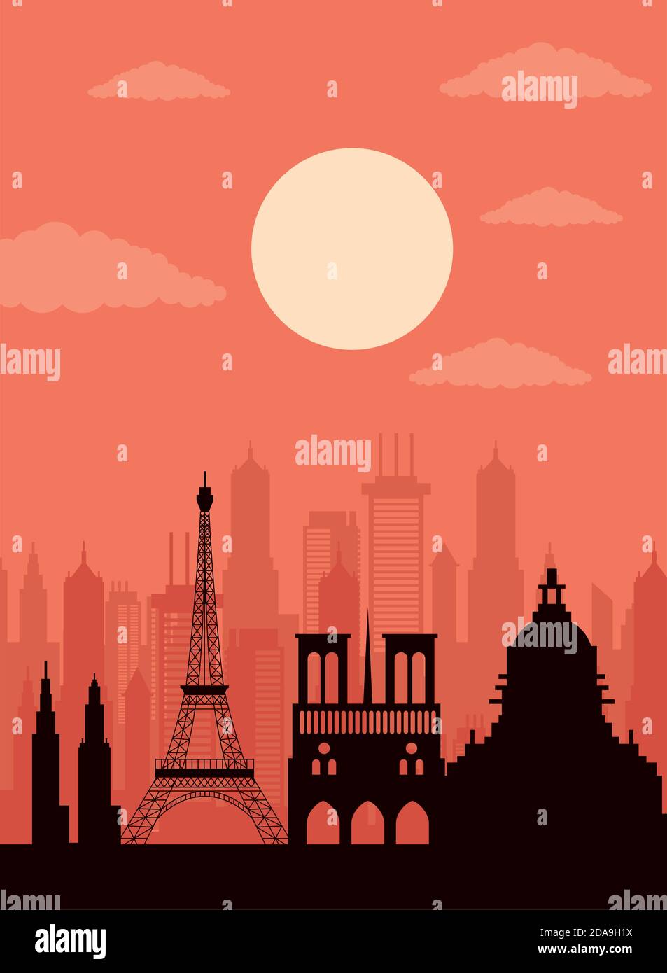 cityscape paris skyline scene icon vector illustration design Stock ...