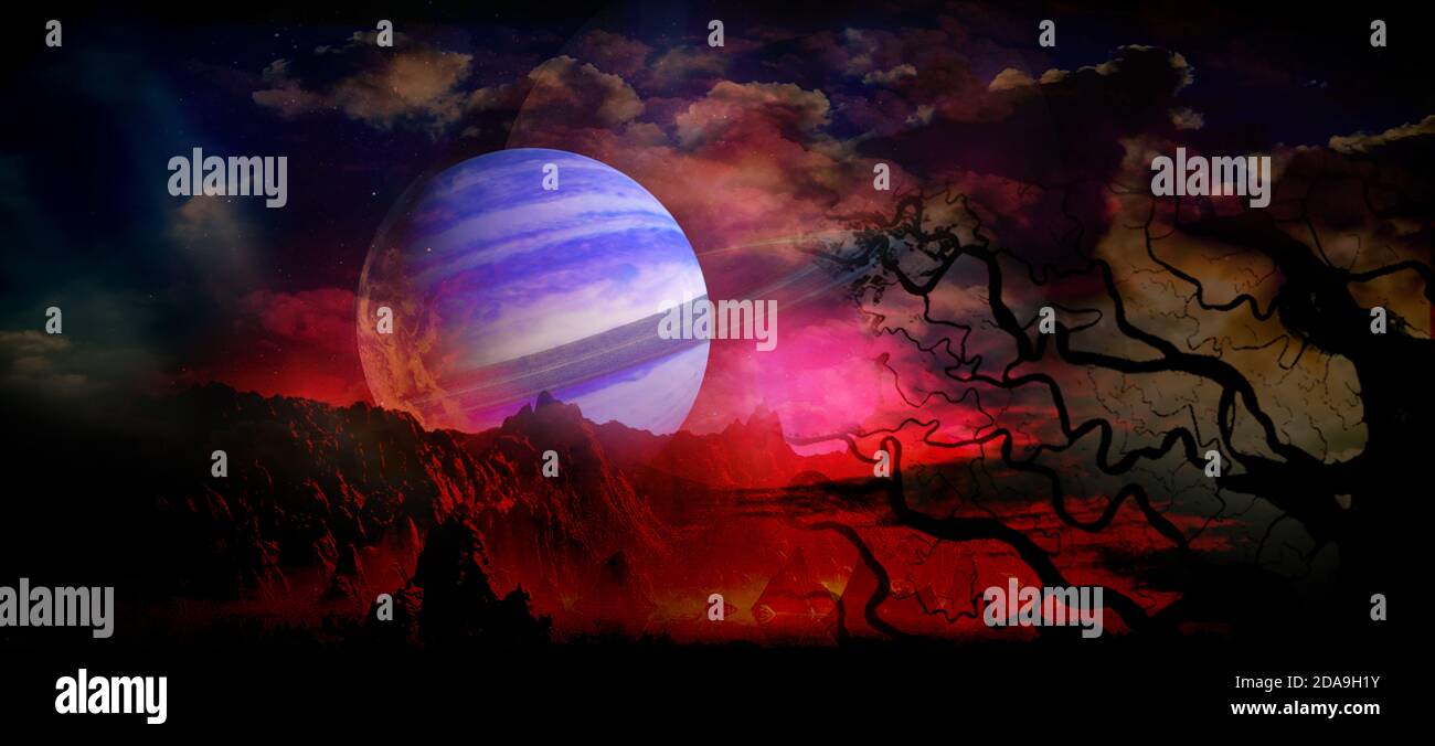 Surreal alien planet landscape. Elements of this image furnished by ...